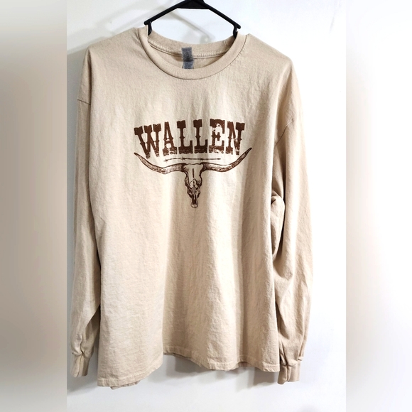Gildan | Tops | Morgan Wallen Country Music Tan Long Sleeve Tshirt ...